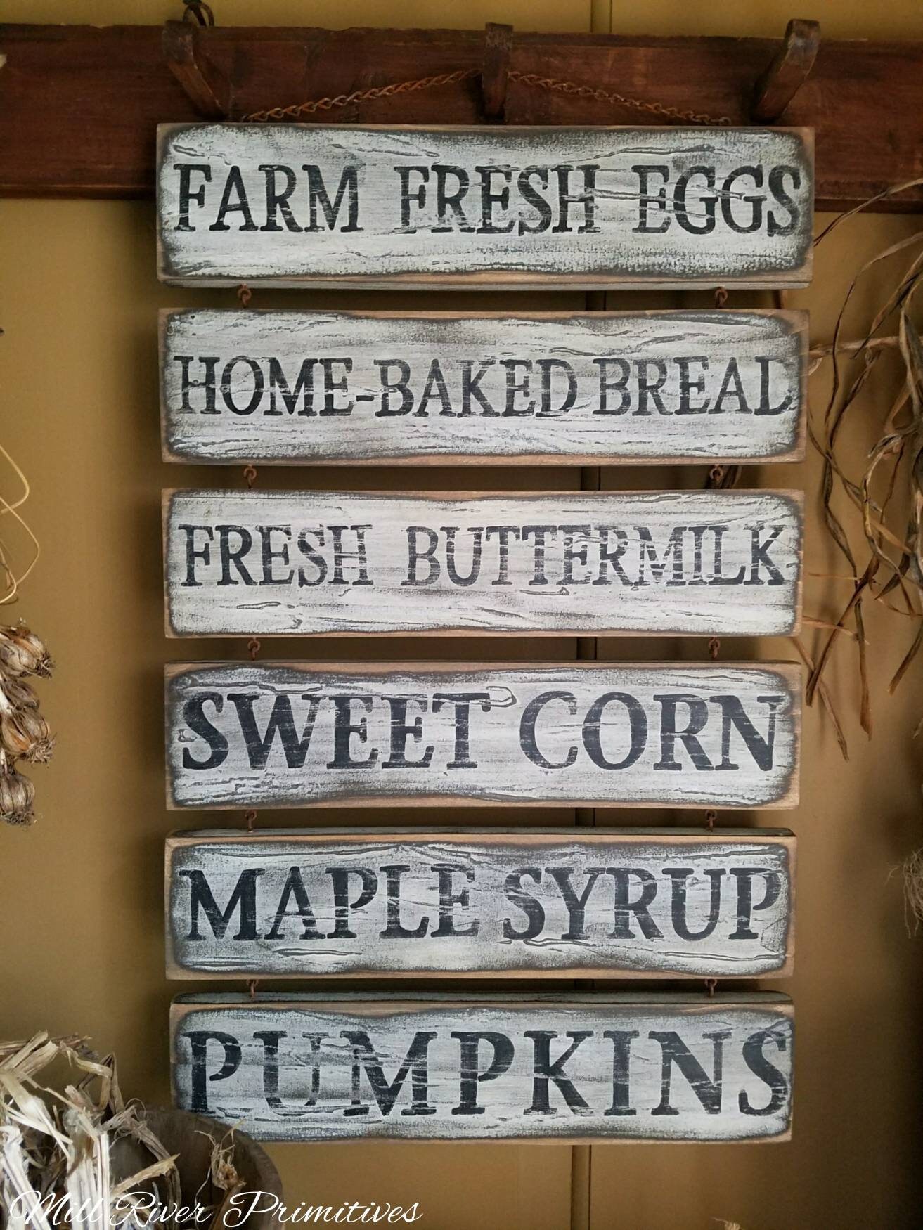 Custom Primitive Aged Farm Stand Menu Wood Sign With Rusty | Etsy