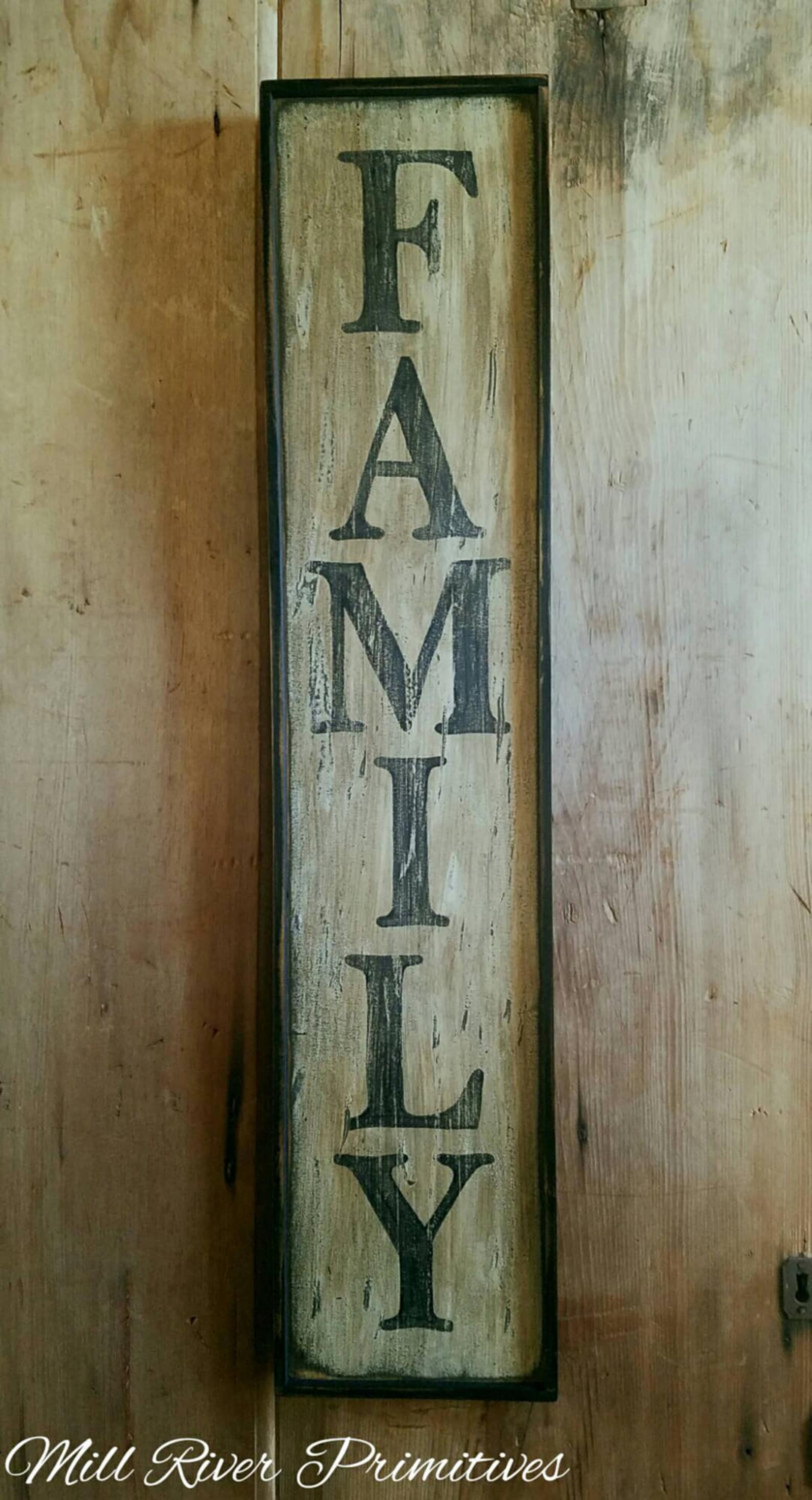 Early Looking Vertical Antique Primitive FAMILY Wooden Sign Custom ...