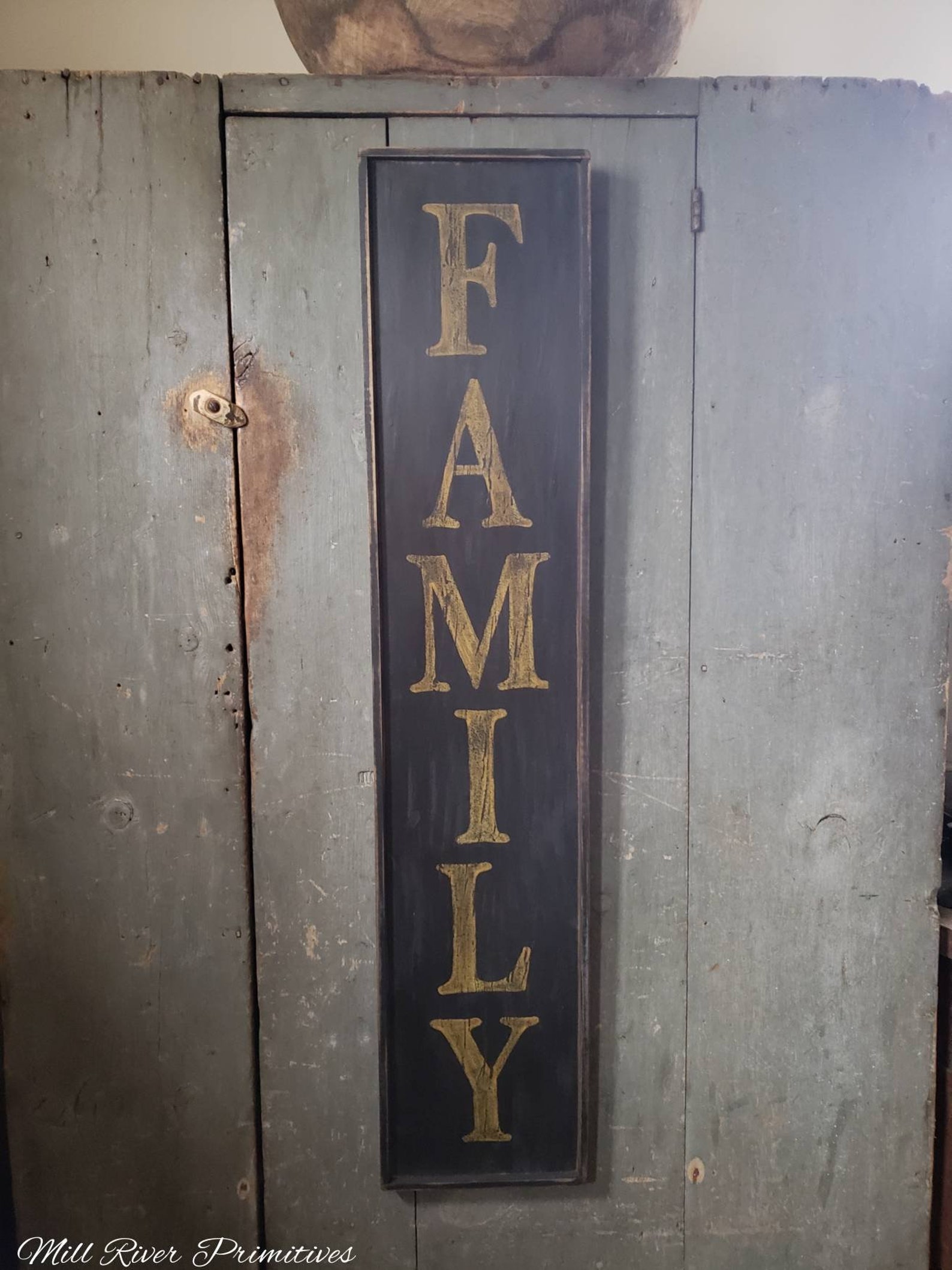Early Looking Vertical Antique Primitive FAMILY Wooden Sign Custom ...