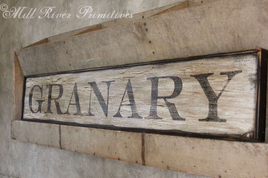 Early looking Antique Primitive GRANARY Wooden Sign | Etsy