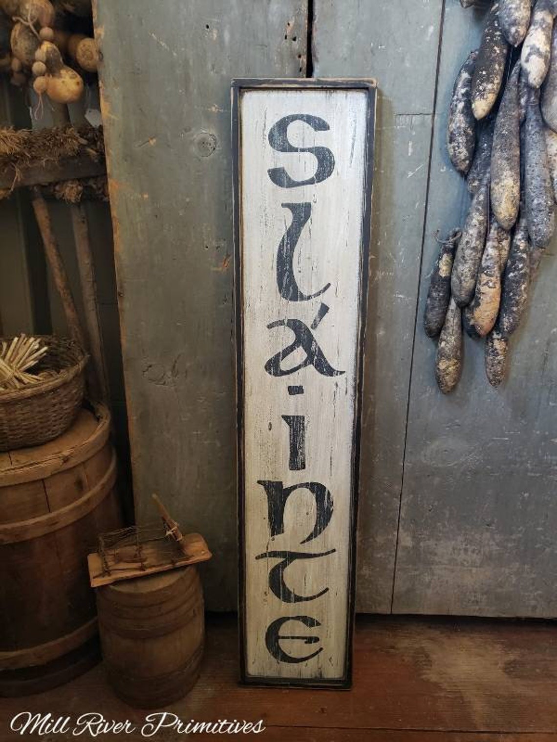 Early Looking Antique Primitive Vertical SLAINTE Wooden Sign | Etsy