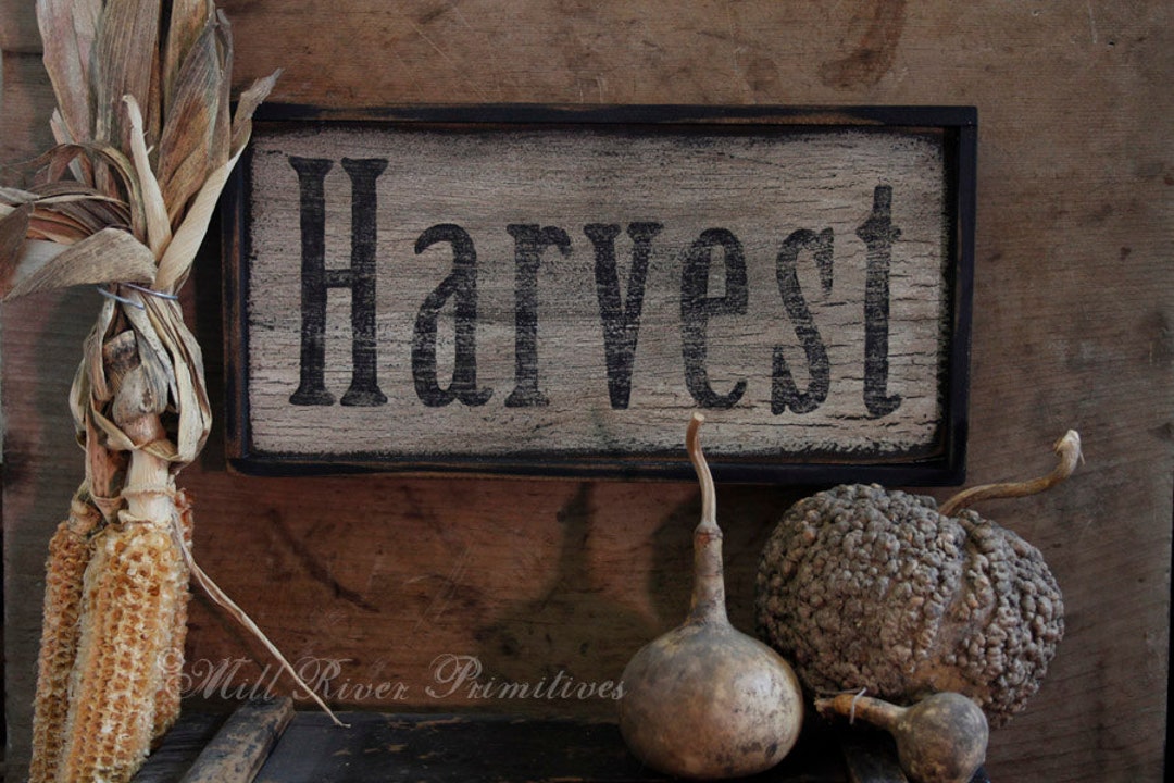 Primitive Aged HARVEST Wood Sign Custompersonalized Rustic - Etsy