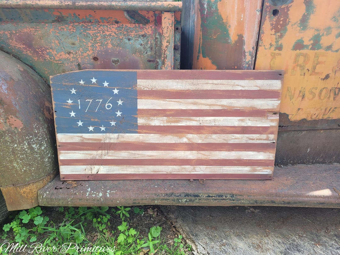 Primitive 1776 Flag, Hand Painted Wood Sign - Etsy