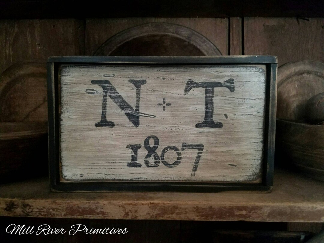 Primitive Personalized Initials and Year Wooden Family Name Sign Custom ...