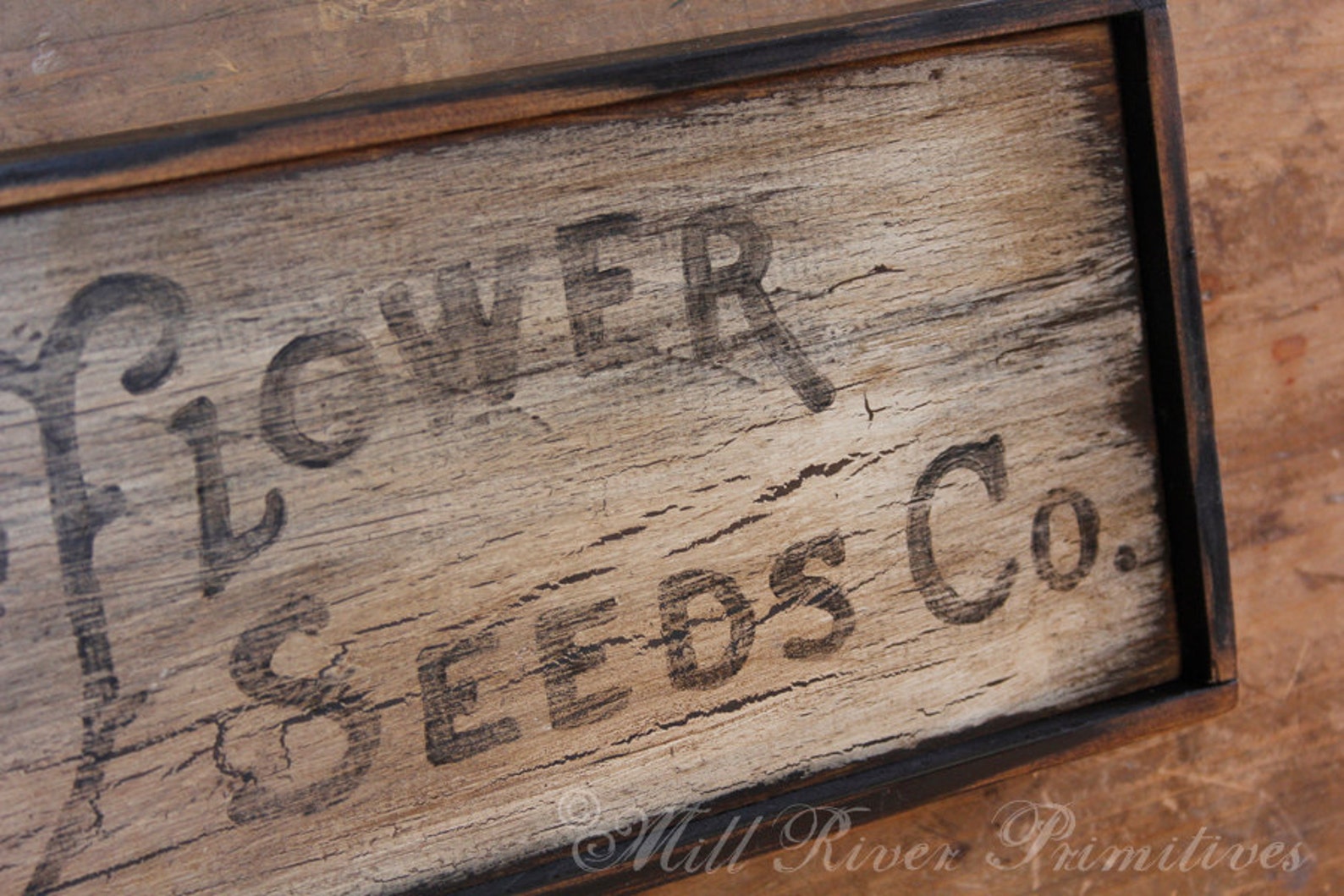 Primitive Aged Farm & Flowers Seeds Co. Wood Sign Custom Personalized ...