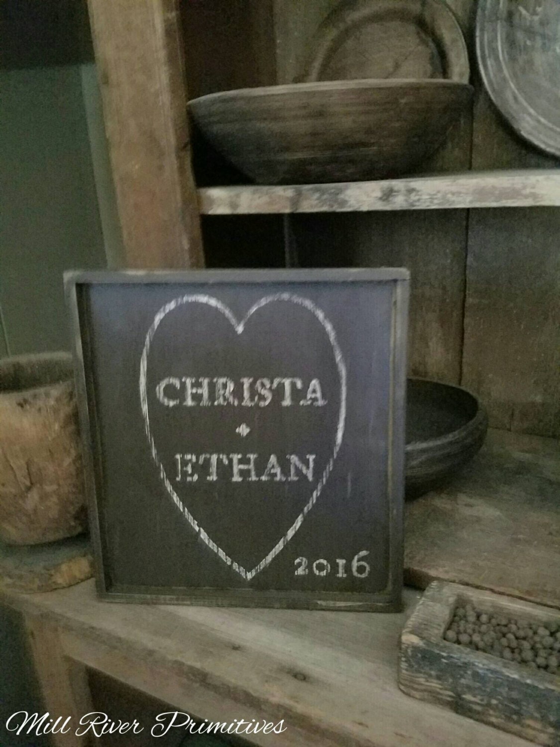 Primitive Personalized Heart Wooden Family Name Sign Custom | Etsy