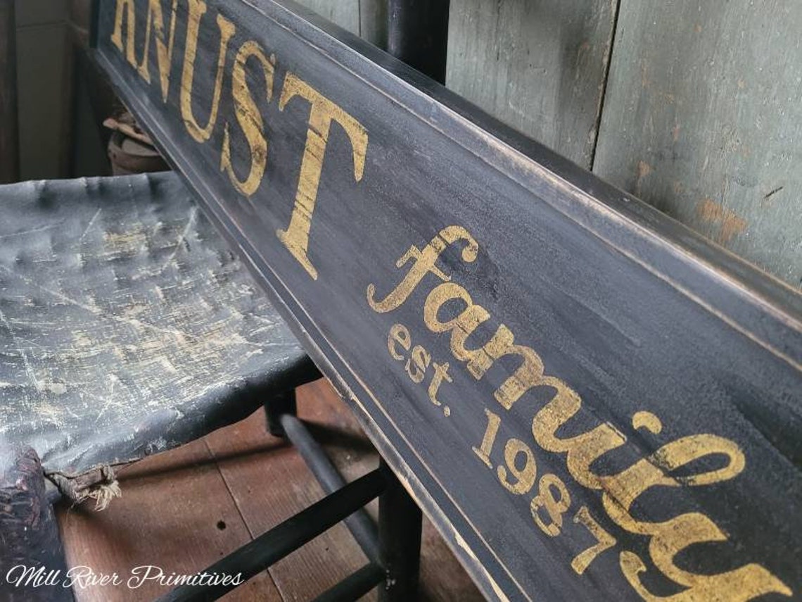 Early Looking Antique Primitive Family Name and Year Wooden Sign Custom ...
