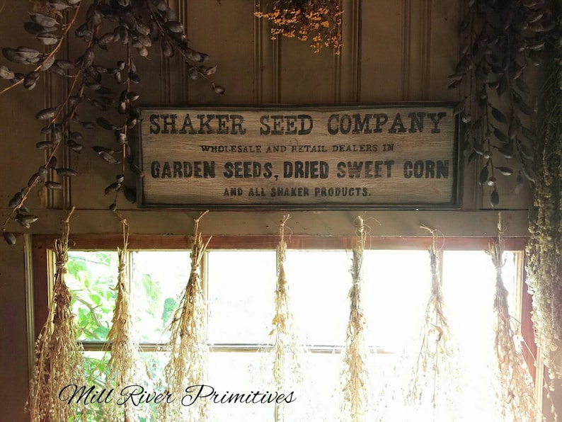 Shaker Seeds Company Wooden Sign~ Primitive Antique Custom Personalized ...