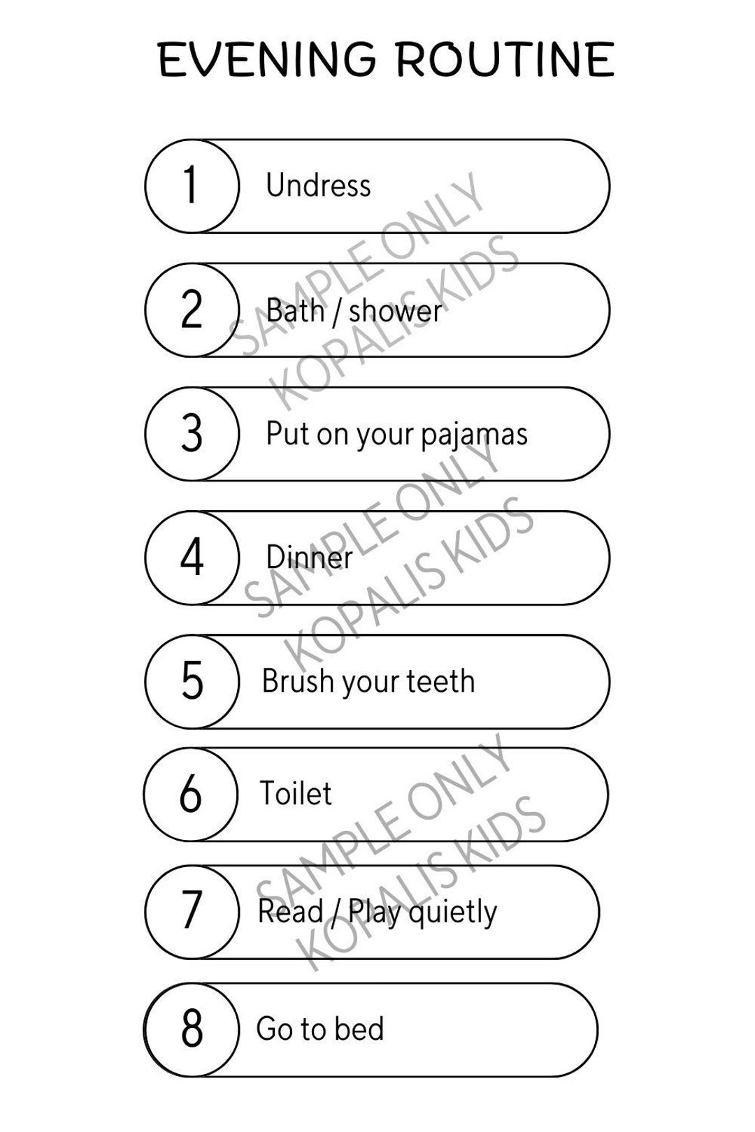 Kids Evening Routine Chart – Printable Visual Schedule Inspired by ...
