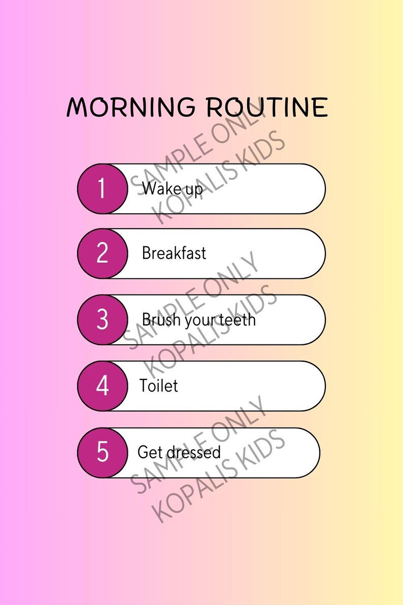 Kids Morning Routine Chart Printable Visual Schedule Inspired by ...