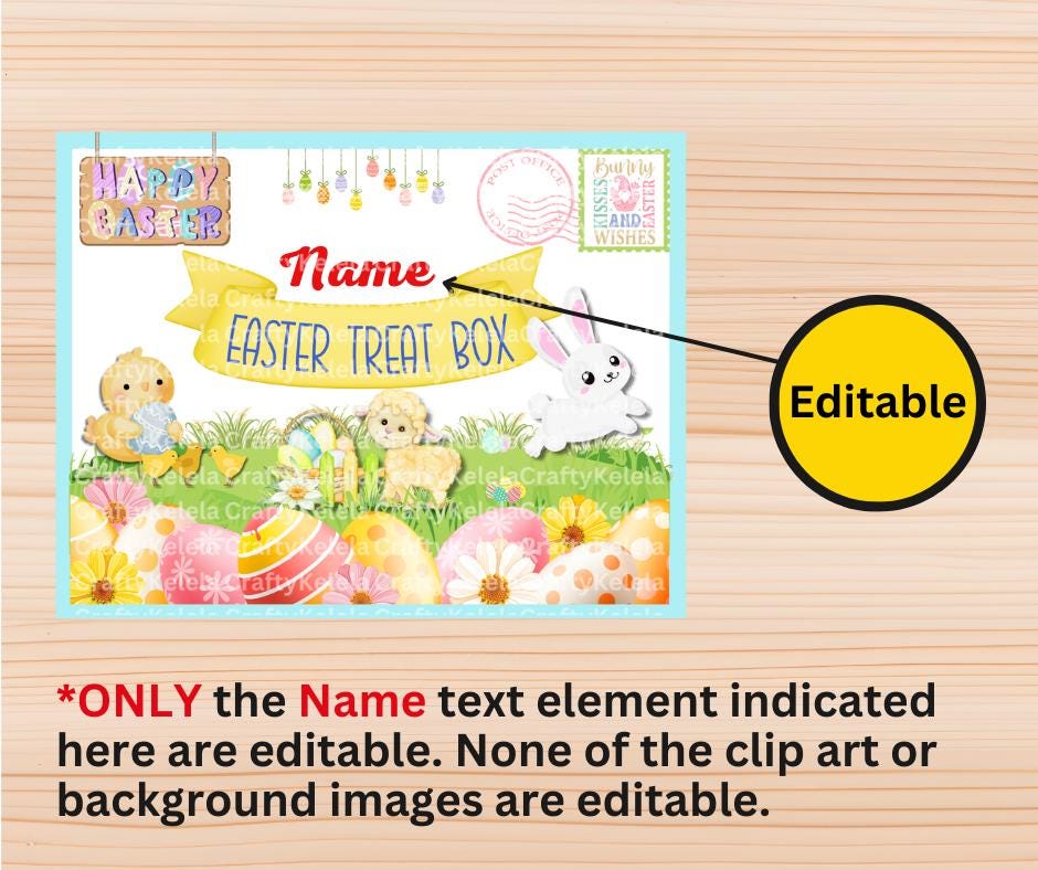 Editable Easter Treat Box Labels, Personalized Easter Gift Box, Rabbit ...