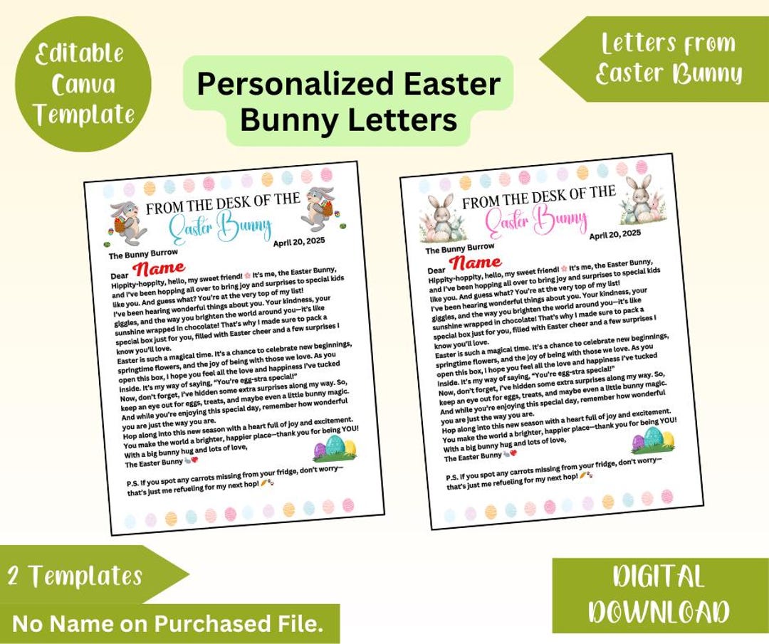 Personalized Letter From the Easter Bunny, Happy Easter, Instant ...