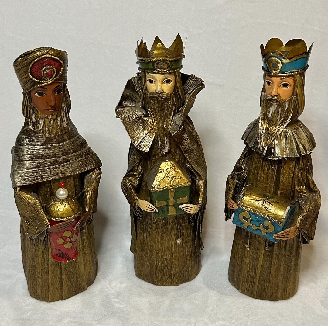 Three Wise Men Paper Mâché Figures - Etsy