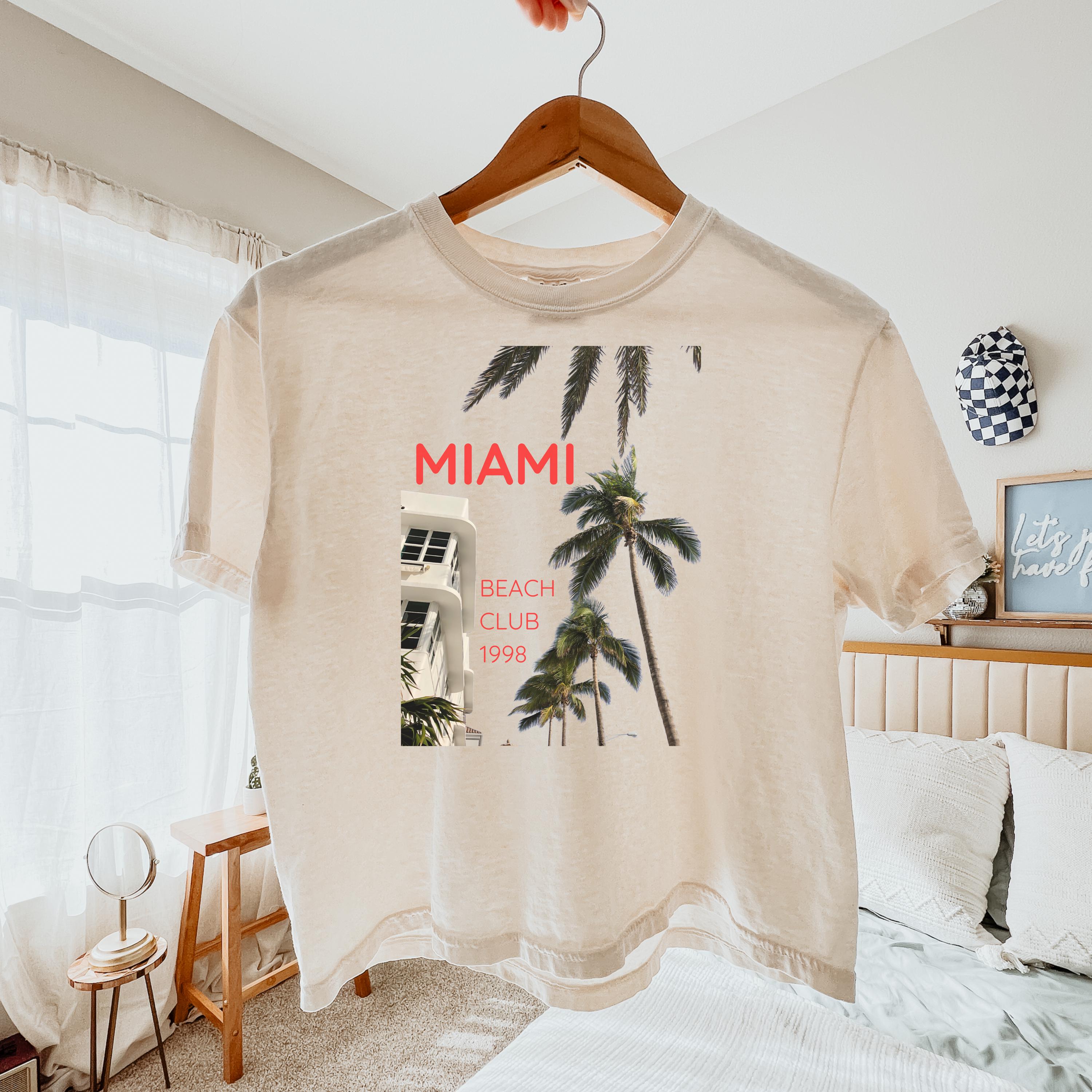 Women's Boxy Tee - Miami Beach Club Palm Tree Shirt, Summer Graphic T ...