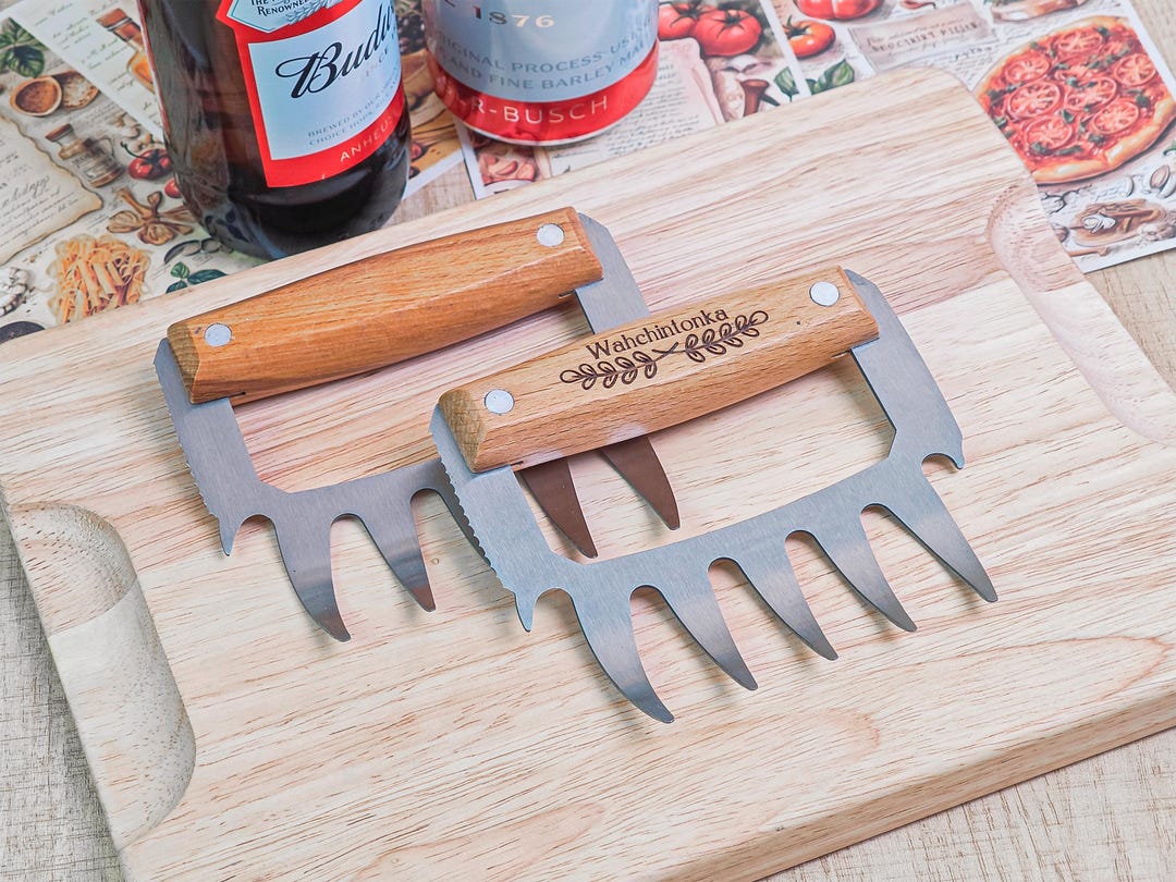 Personalized Engraved Wood Handle Meat Divider - Set of 2 - Perfect ...