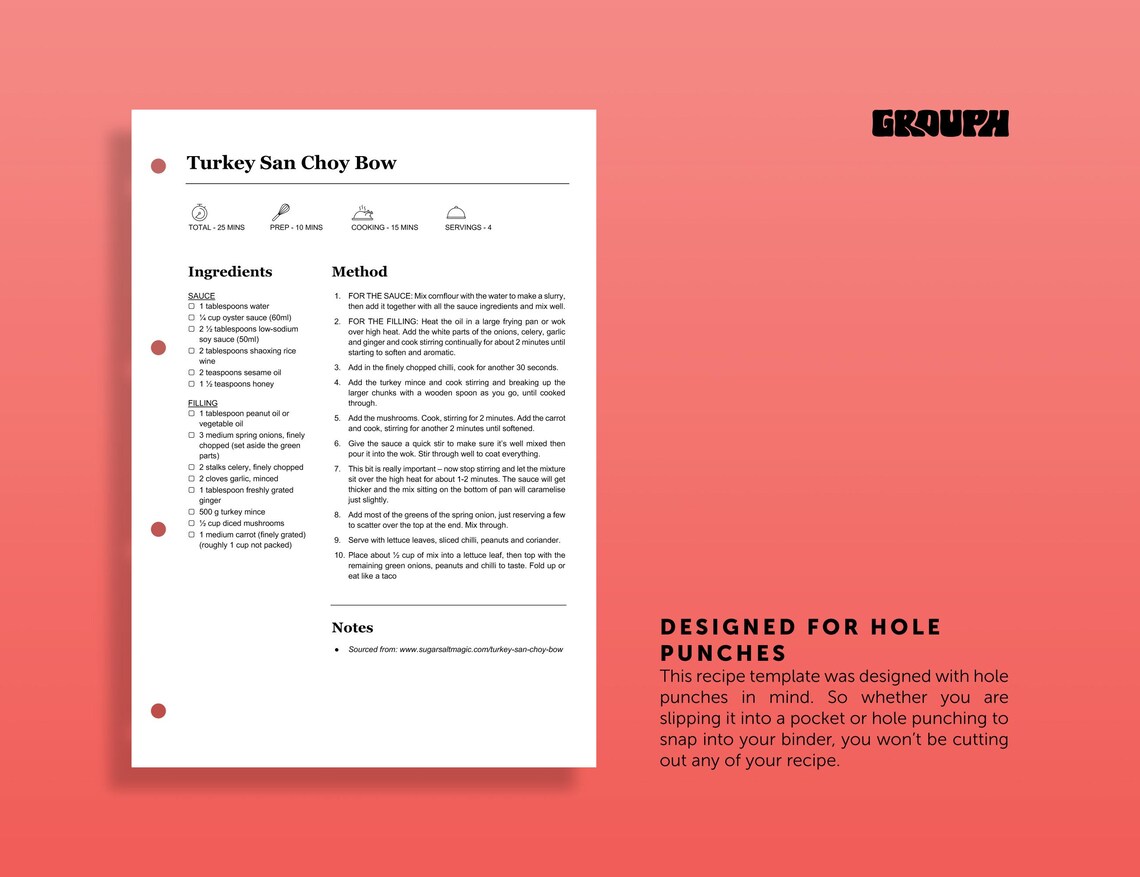 Modern & Minimalist Recipe Template | Editable With MS Word and Google ...