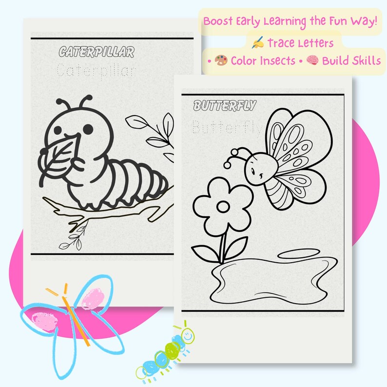 Insect ABC Tracing & Coloring Book: Educational Bug Printable (PDF ...