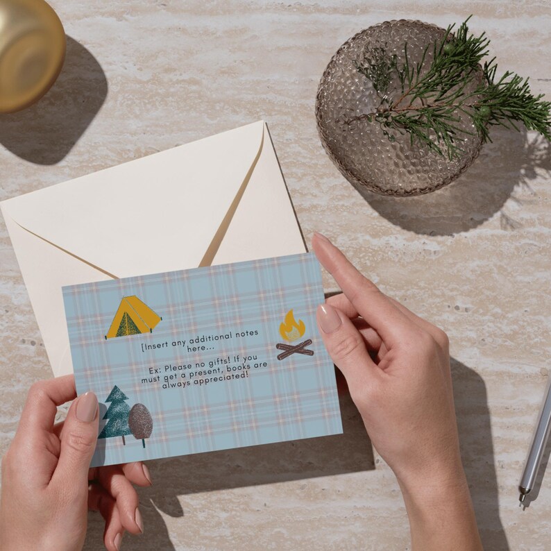 Happy Camper Theme 1st Birthday Party Invitation Template - Brown Green ...