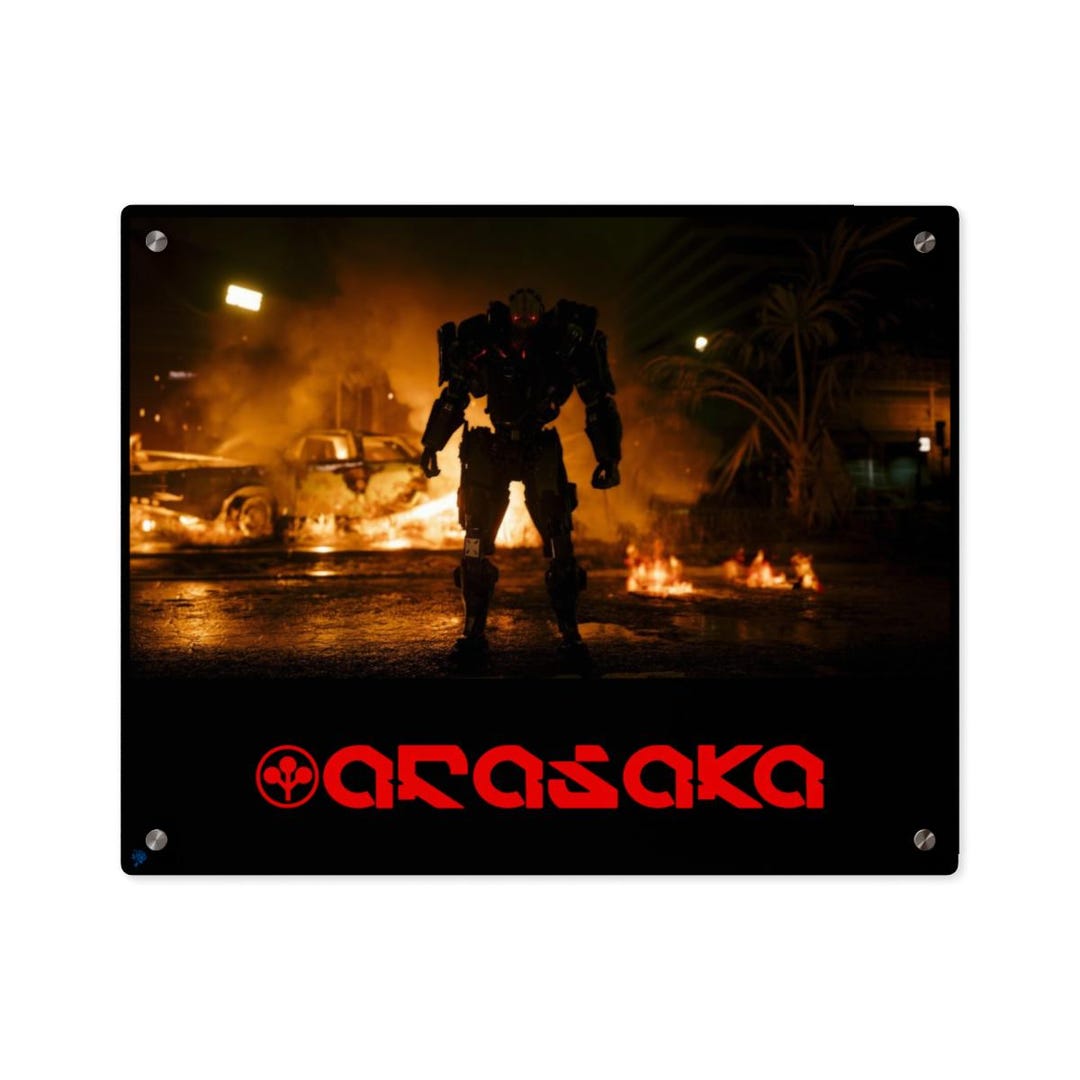 Adam Smasher Acrylic Glass Art With Arasaka Logo Cyberpunk 2077 Glass ...