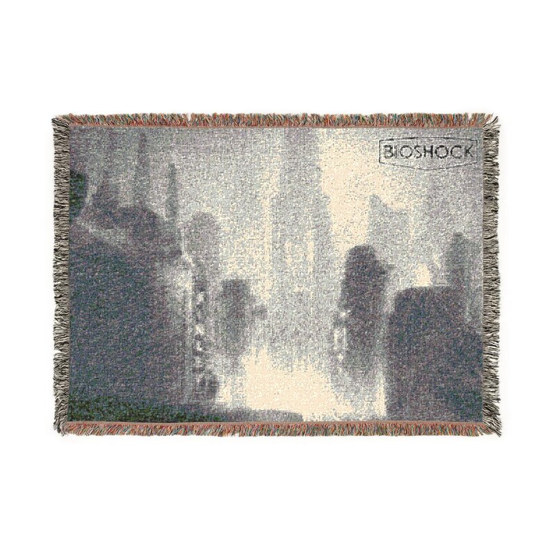 Bioshock Rapture Wall Tapestry, Black and White Line Art Woven Decor ...