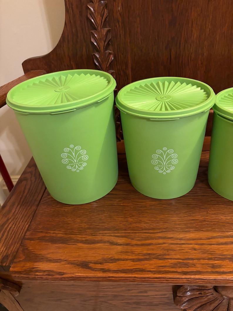 Vintage Green Tupperware Canister Set of 4 - Etsy