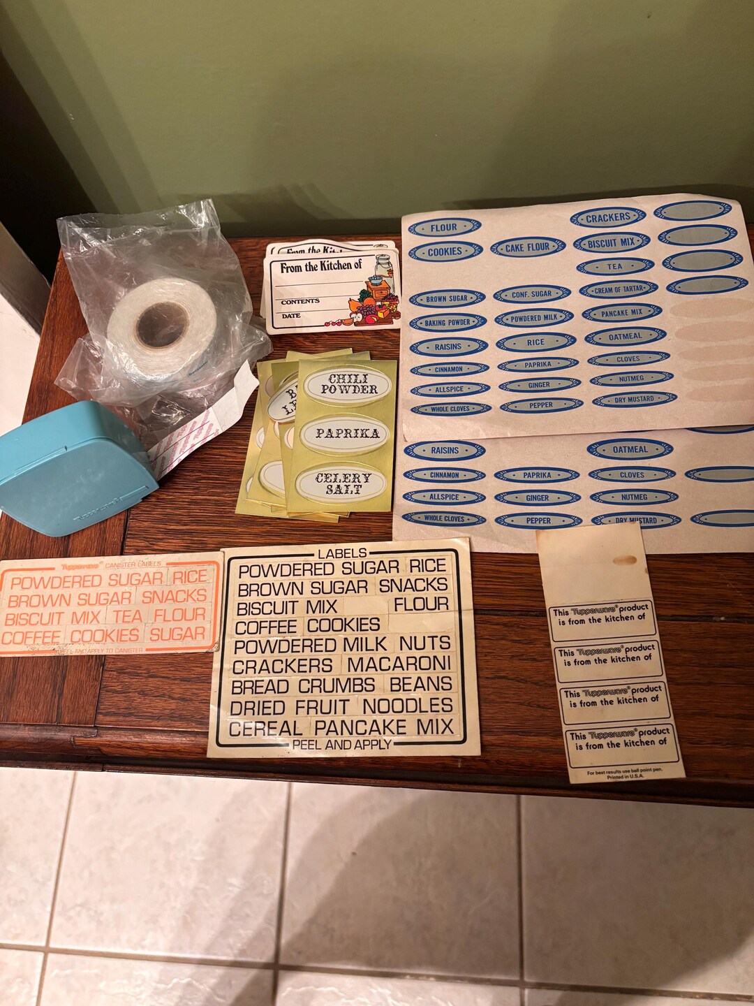 Vintage Kitchen Labels Tupperware,from the Kitchen of , Spice Labels ...