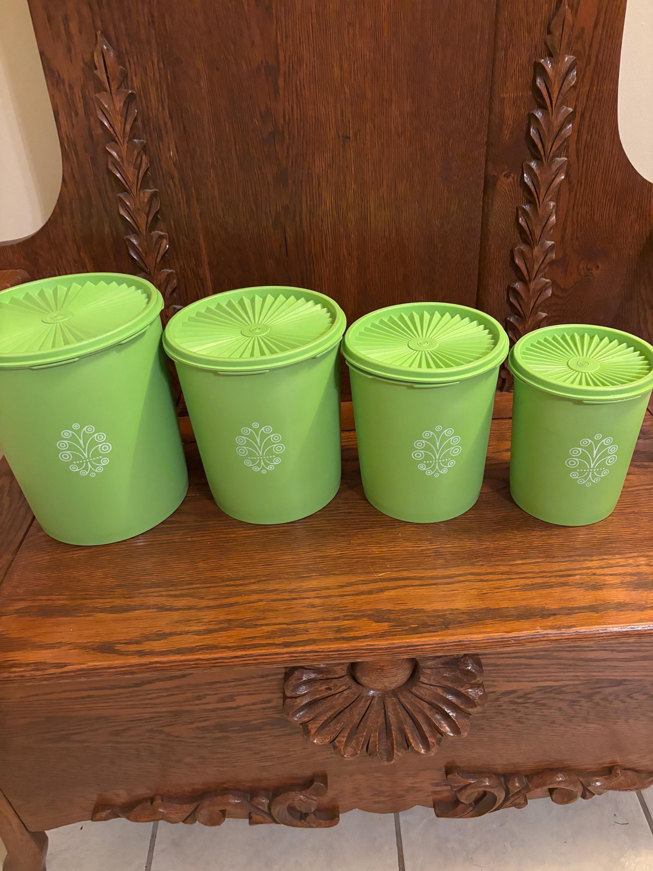 Vintage Green Tupperware Canister Set of 4 - Etsy
