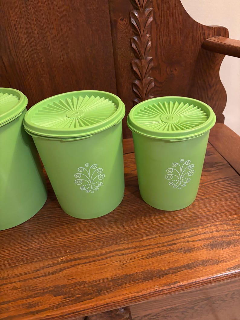 Vintage Green Tupperware Canister Set of 4 - Etsy