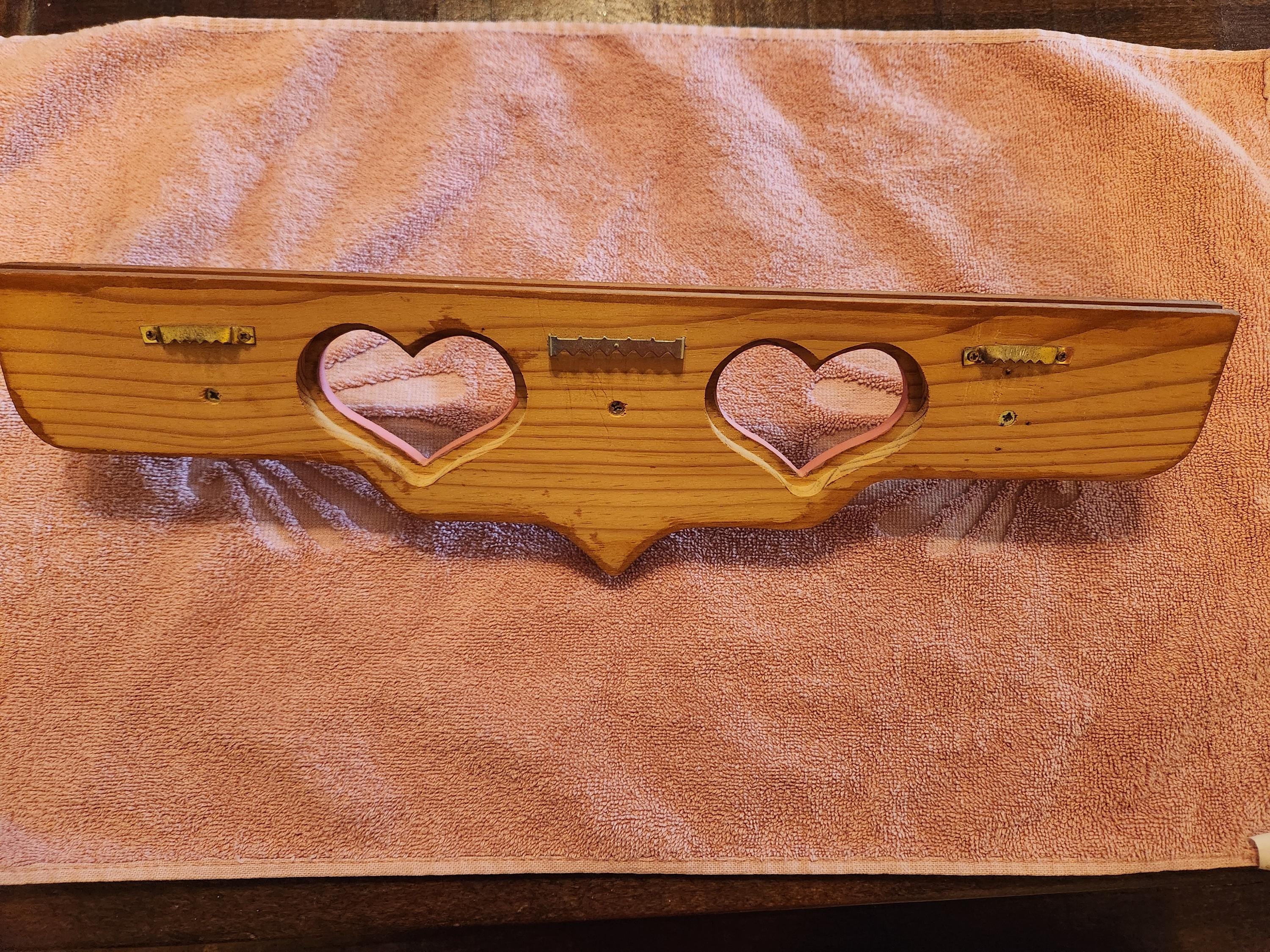 Wooden Heart Cutout Wall Shelf With Pegs and Plate Groove, Vintage ...