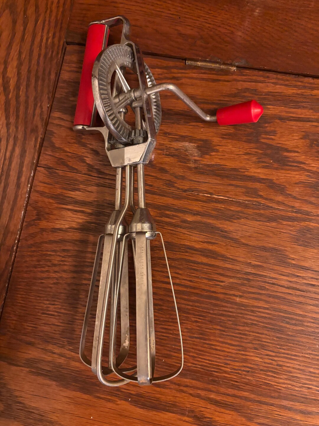 Vintage Red and Stainless Steel Maynard Hand Mixer or Egg Beater/ Mid ...