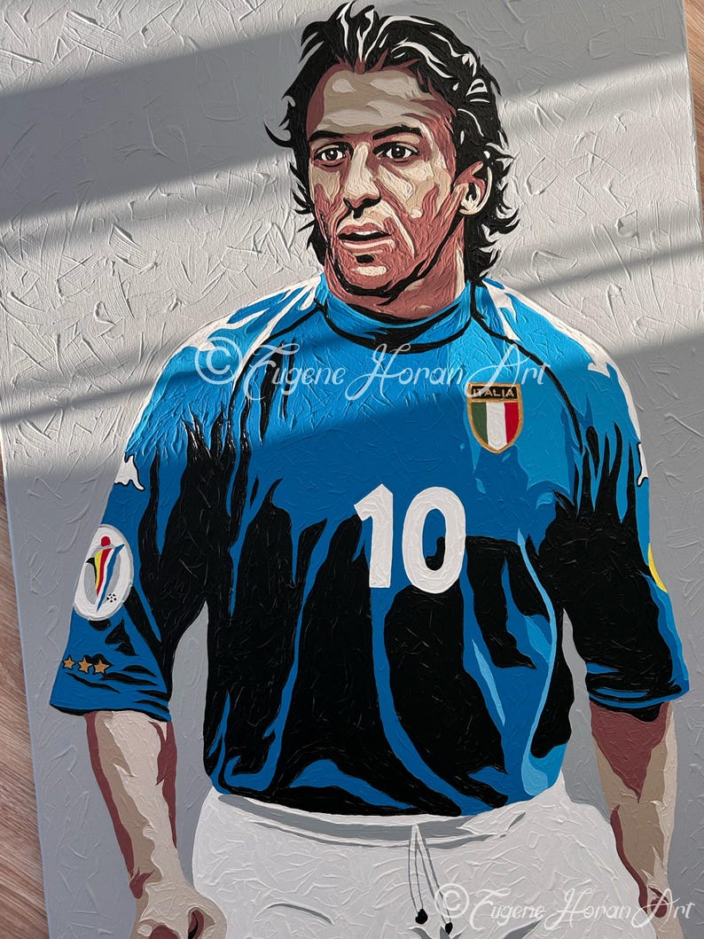 ALESSANDRO DEL PIERO Italy Euro 2000 Portrait Painting Football Soccer ...