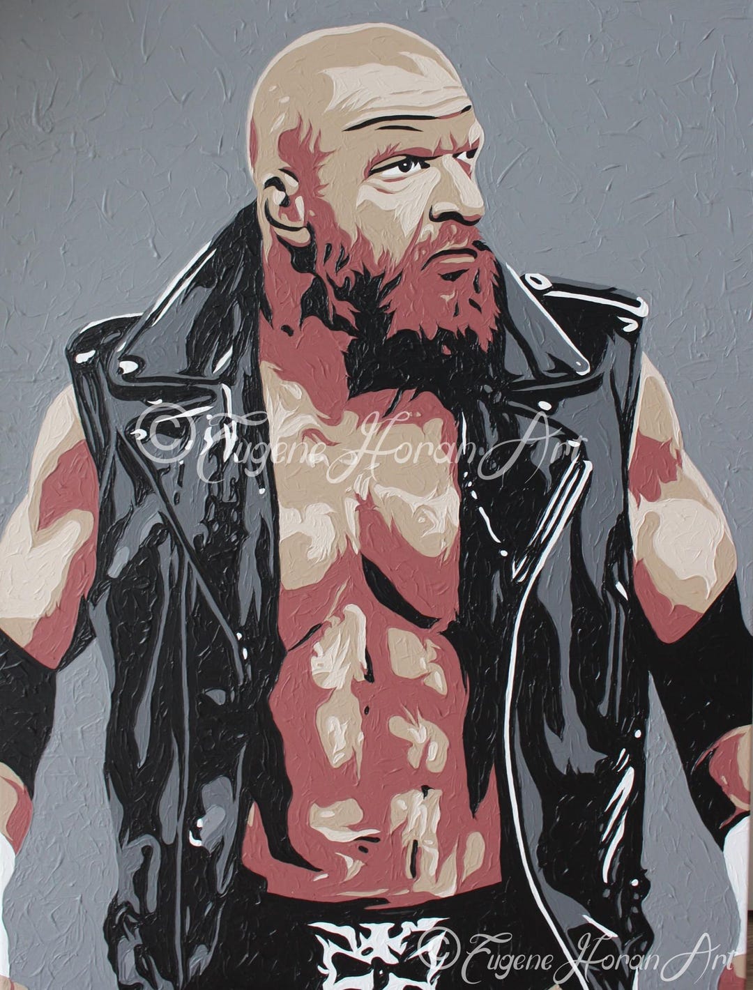 TRIPLE H WWE Wrestling Portrait Painting One-off Original 80 X 60 Cm - Etsy