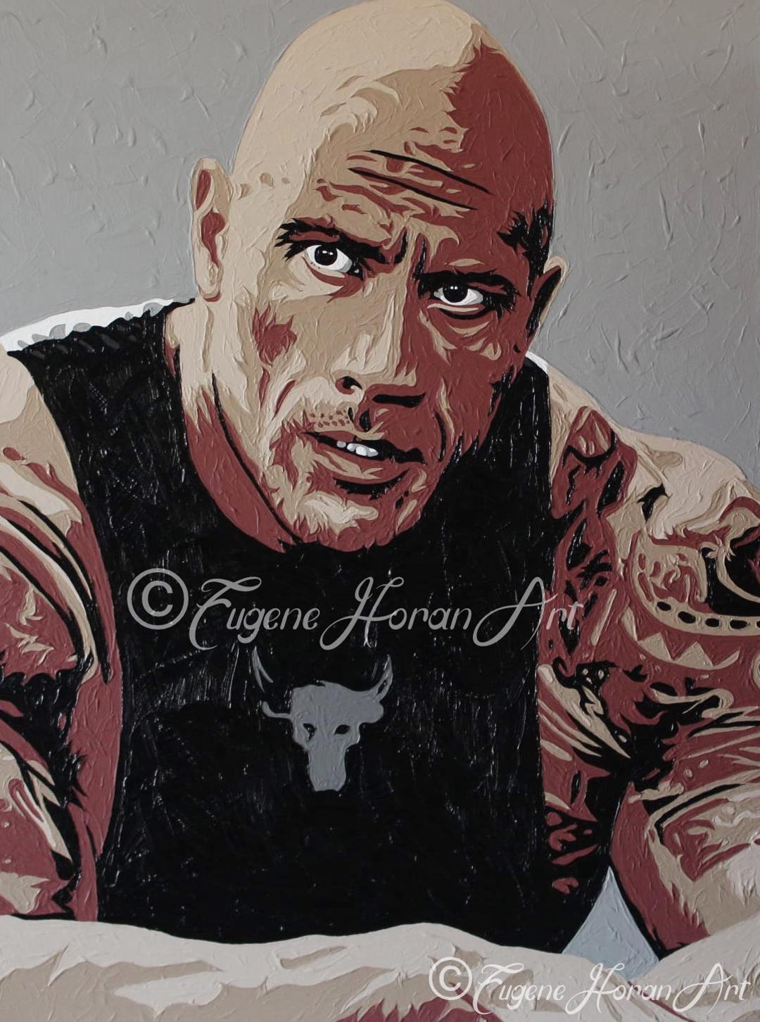 Original Dwayne Johnson 'the Rock' Portrait Painting (80x60cm) - Etsy