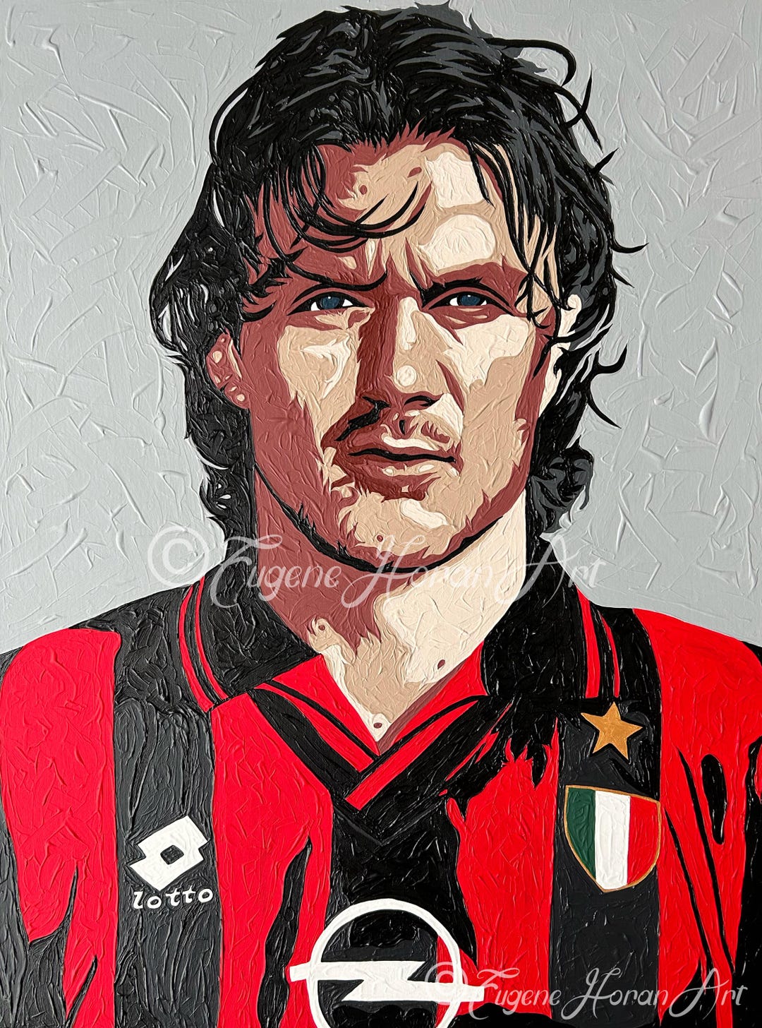 PAOLO MALDINI AC Milan Portrait Painting Football Soccer Italy Calcio ...