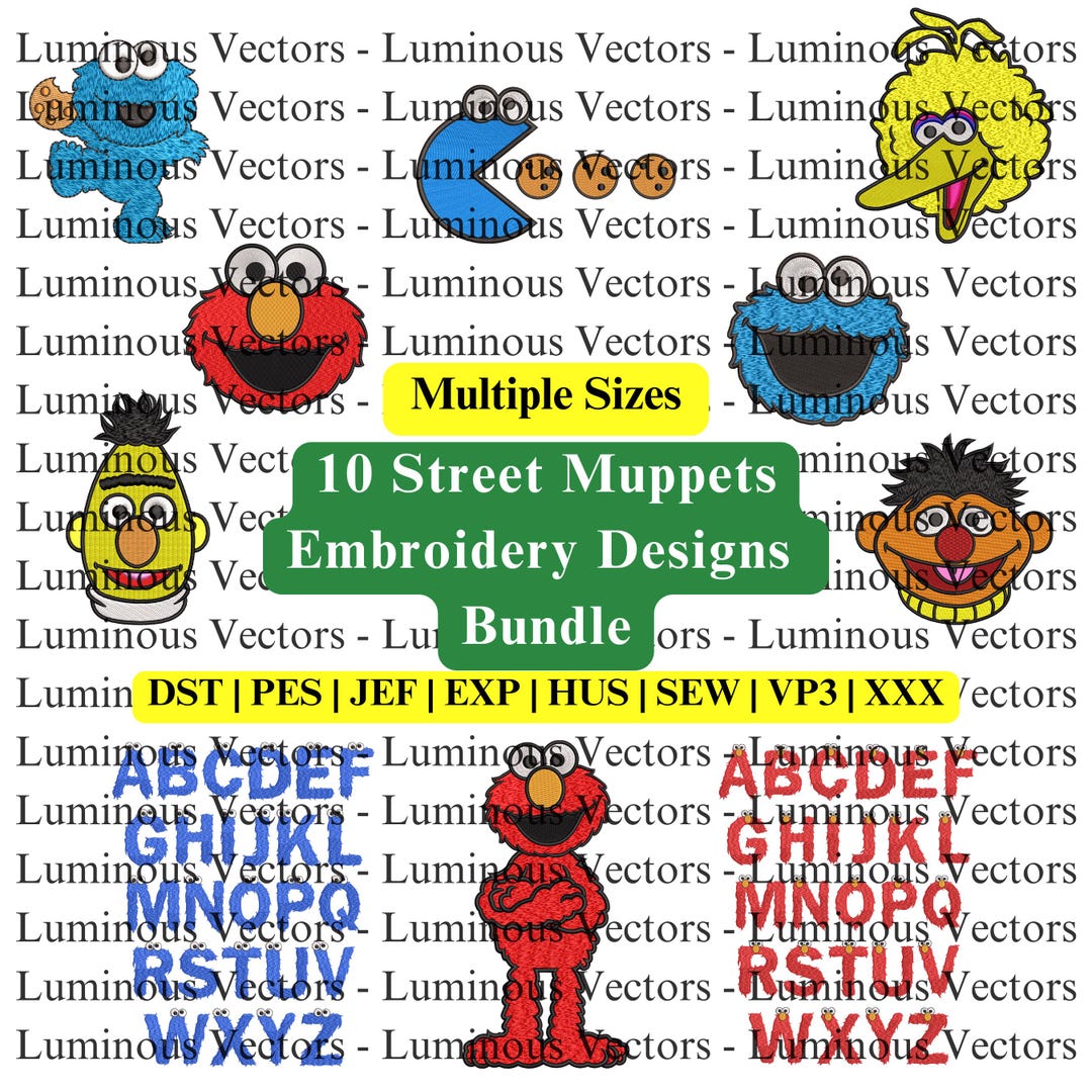11 Muppets Embroidery Designs Bundle, Street Monster Embroidery Design ...