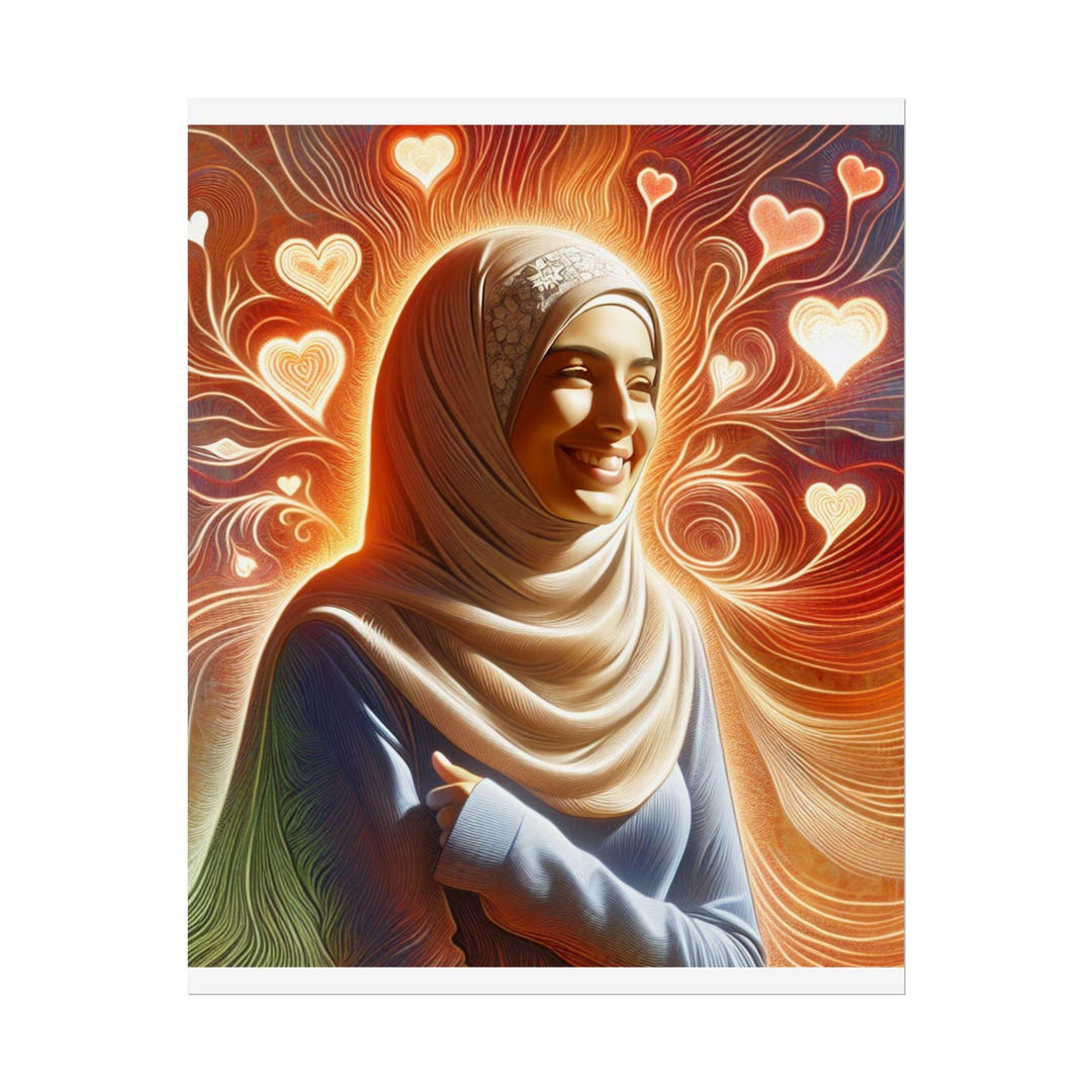 Inspirational Rolled Poster - Joyful Hijab Girl With Heart Motifs - Etsy
