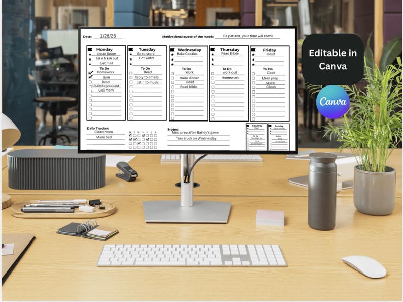 Weekly Schedule Template | Editable Minimalist Planner Printable ...