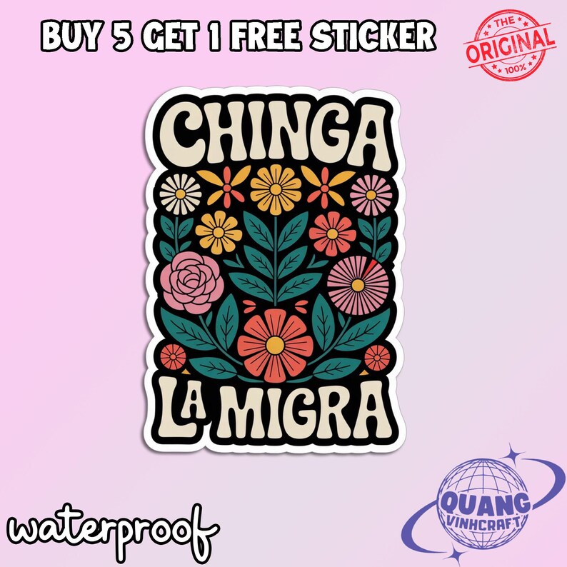 Floral Chinga La Migra Sticker, Anti Trump, Protest Car Magnet - Etsy