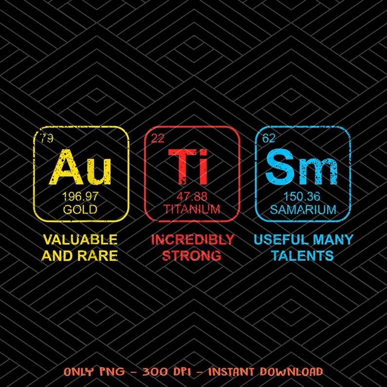 Autism Elements Periodic Table Awareness ASD Png, Periodic Autism Png ...