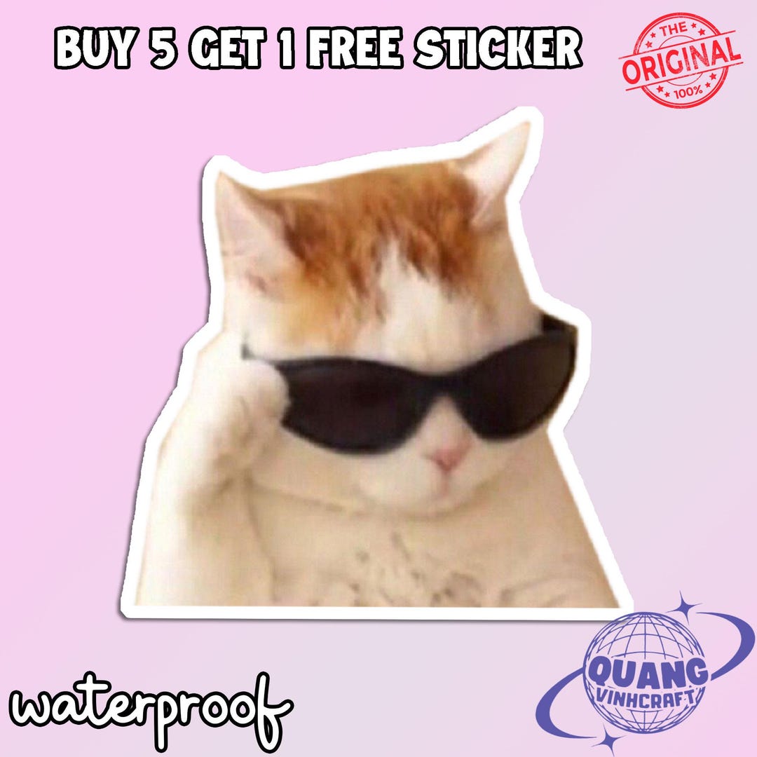 Cat Sunglasses Sticker, Funny Meme, Waterproof Vinyl Decal or Magnet - Etsy