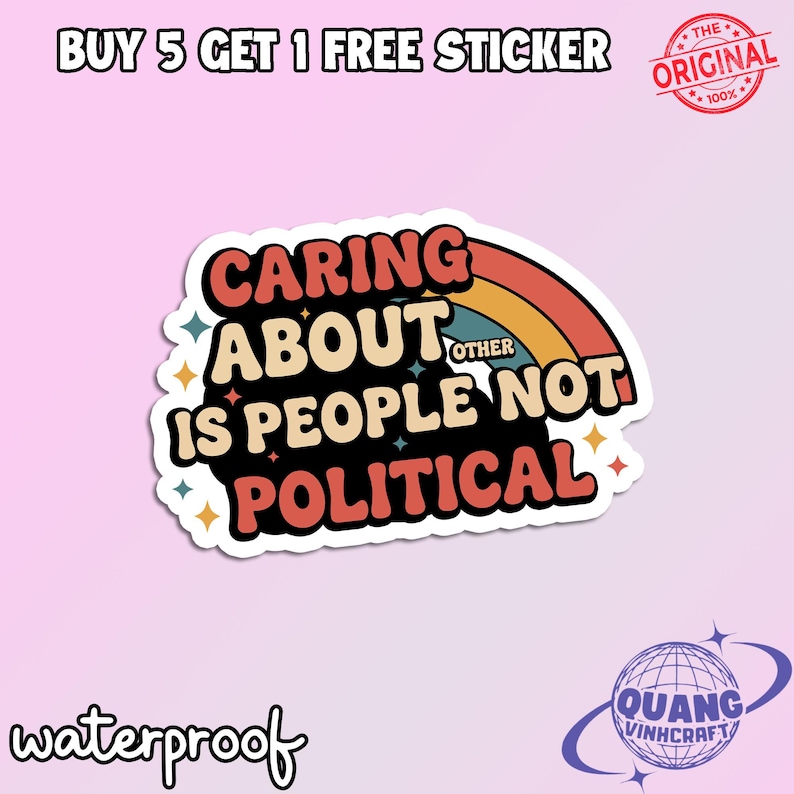 Retro Rainbow Caring About People Sticker, Social Justice Magnet - Etsy