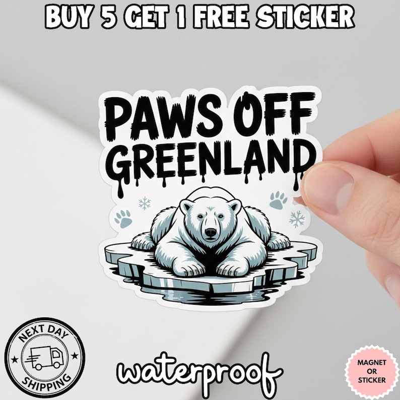 Paws off Greenland Polar Bear Sticker/magnet, Danish Design - Etsy Canada