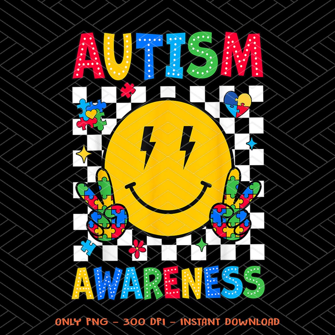 Autism Awareness Autism Squad Support Smile Face Png, Accept Understand ...