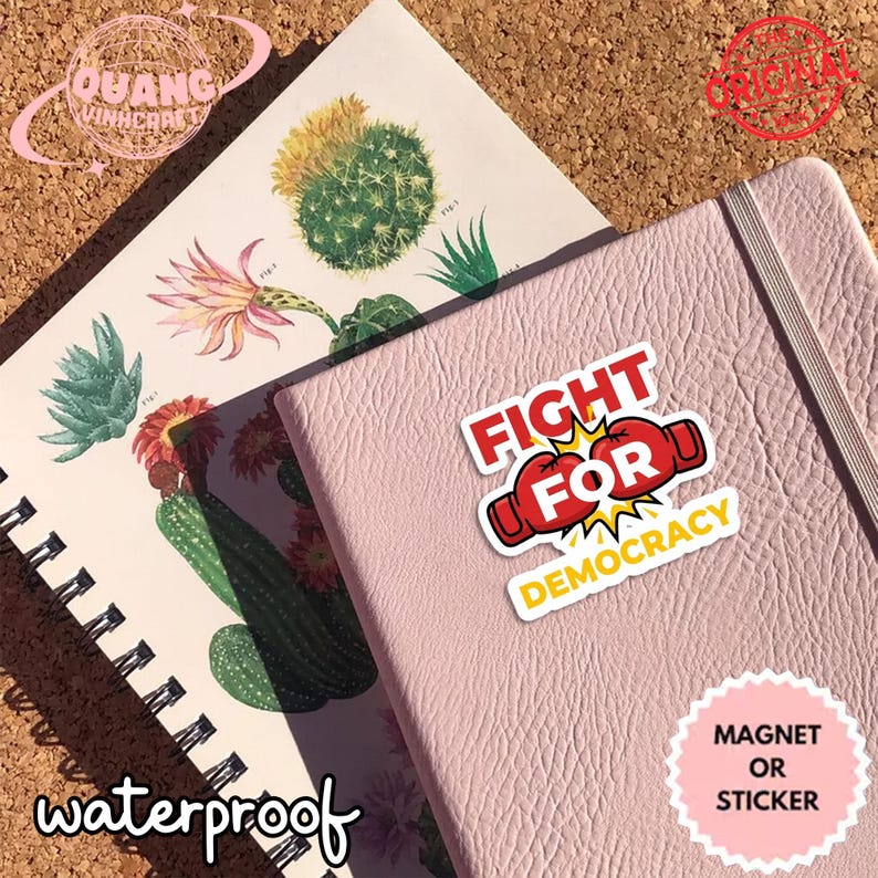 Fight for Democracy Sticker, Political Activism Vinyl Decal, Waterproof ...