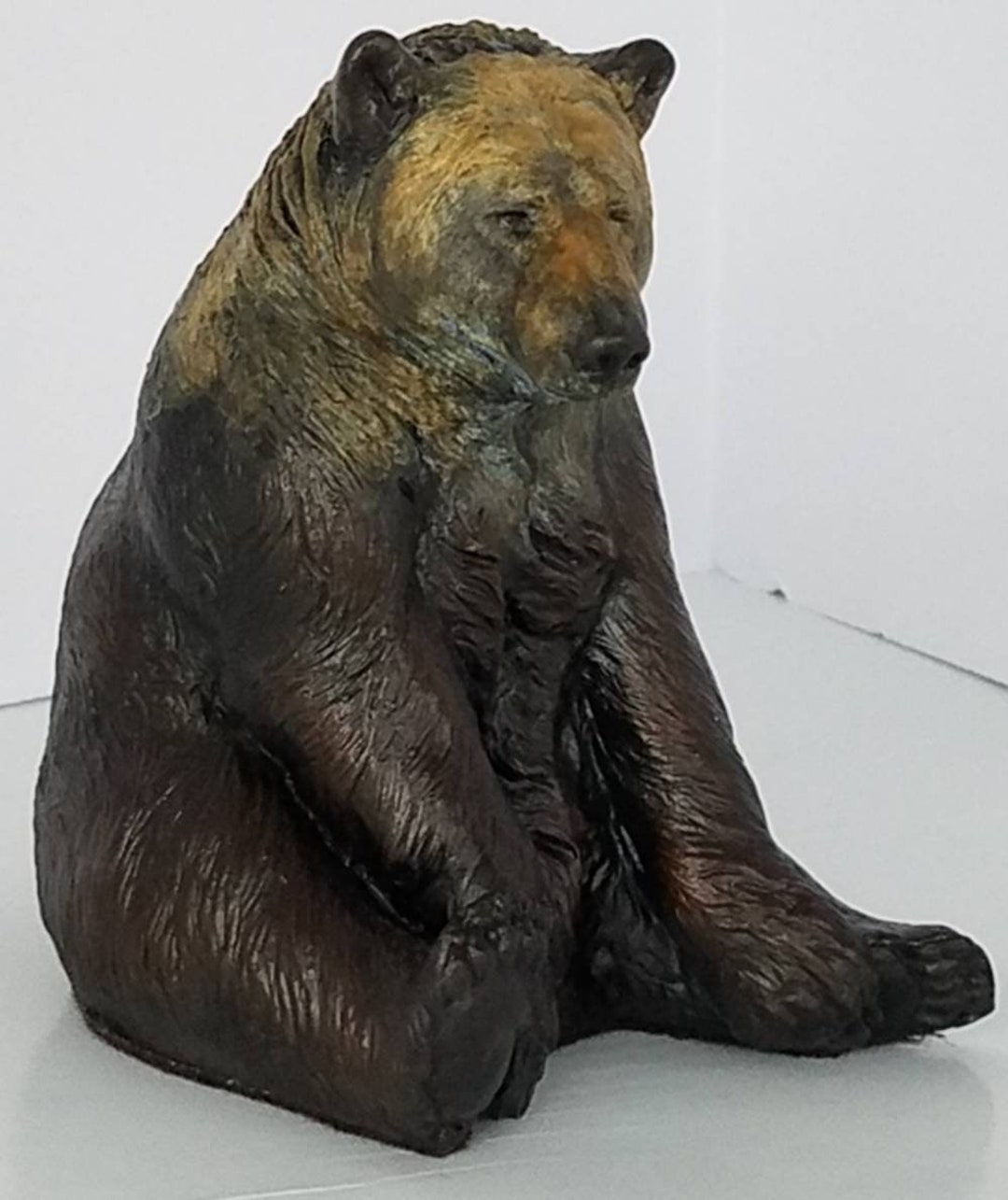 Miniature "sitting Bear" Detailed 4 Inch Bronze Sculpture by Eric ...