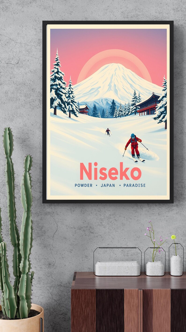 Niseko Japan Vintage Ski Poster - Retro Mount Yotei Wall Art - Powder ...