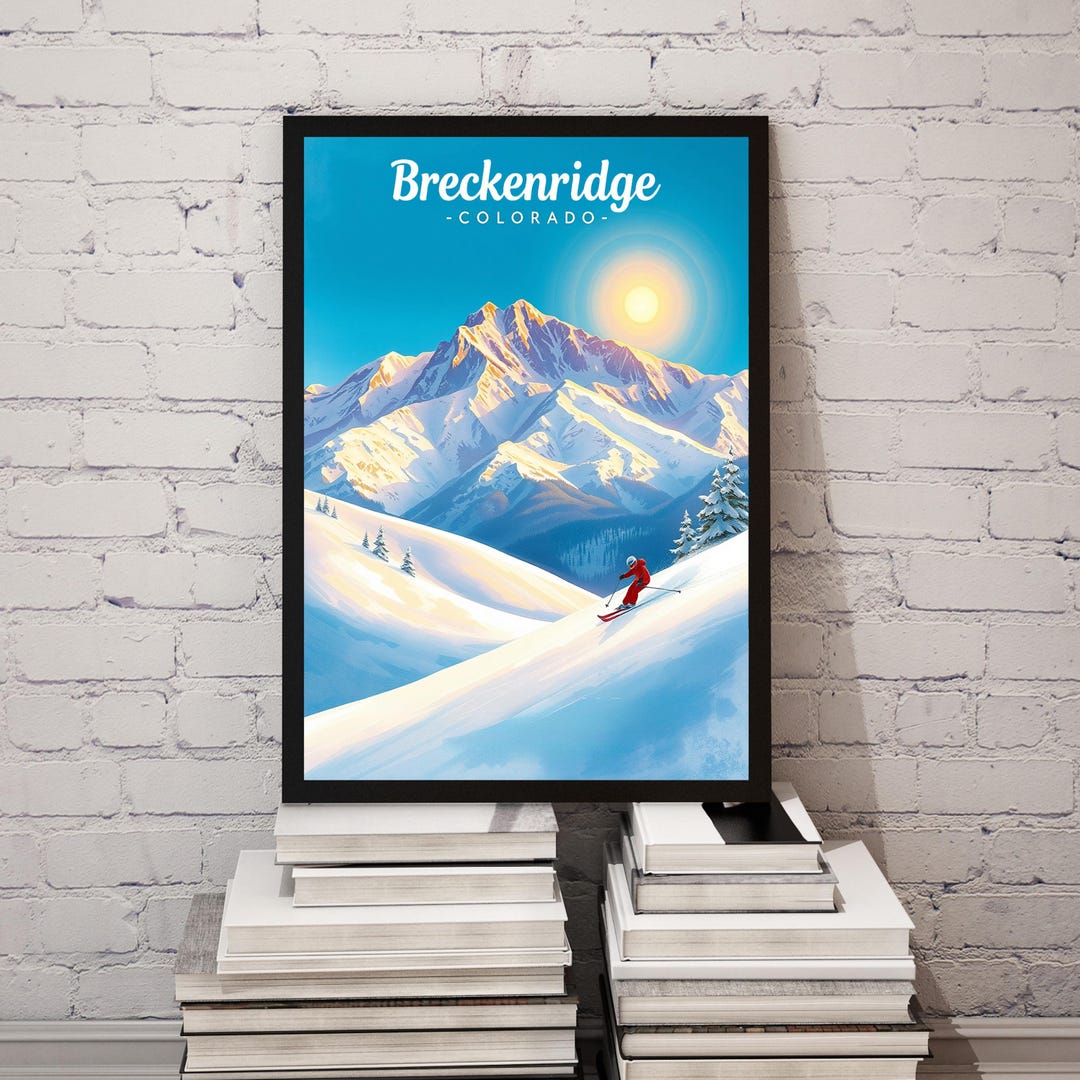 Breckenridge Vintage Ski Poster - Retro Colorado Wall Art - Rocky ...