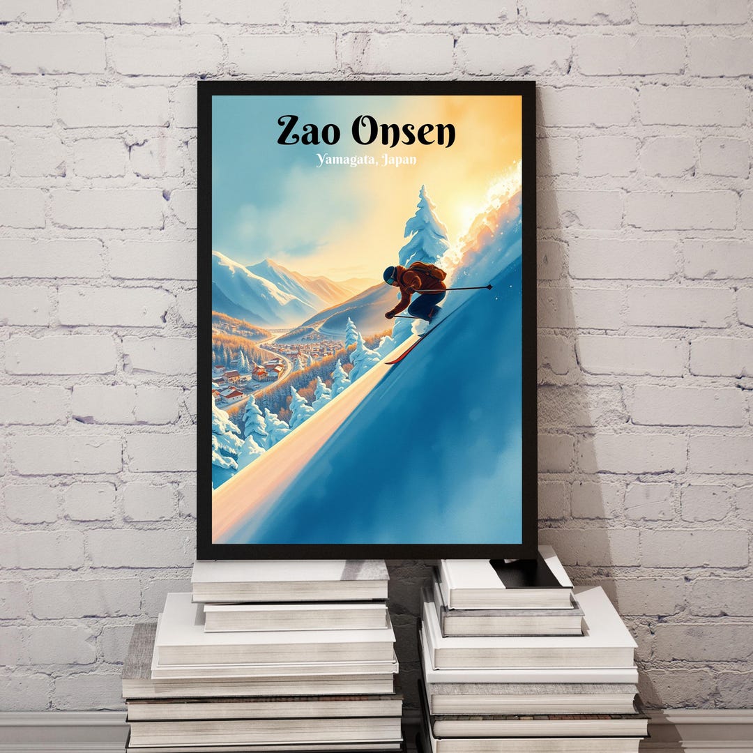 Vintage Zao Onsen Ski Poster – Retro Japan Snow Monster Art – Yamagata ...