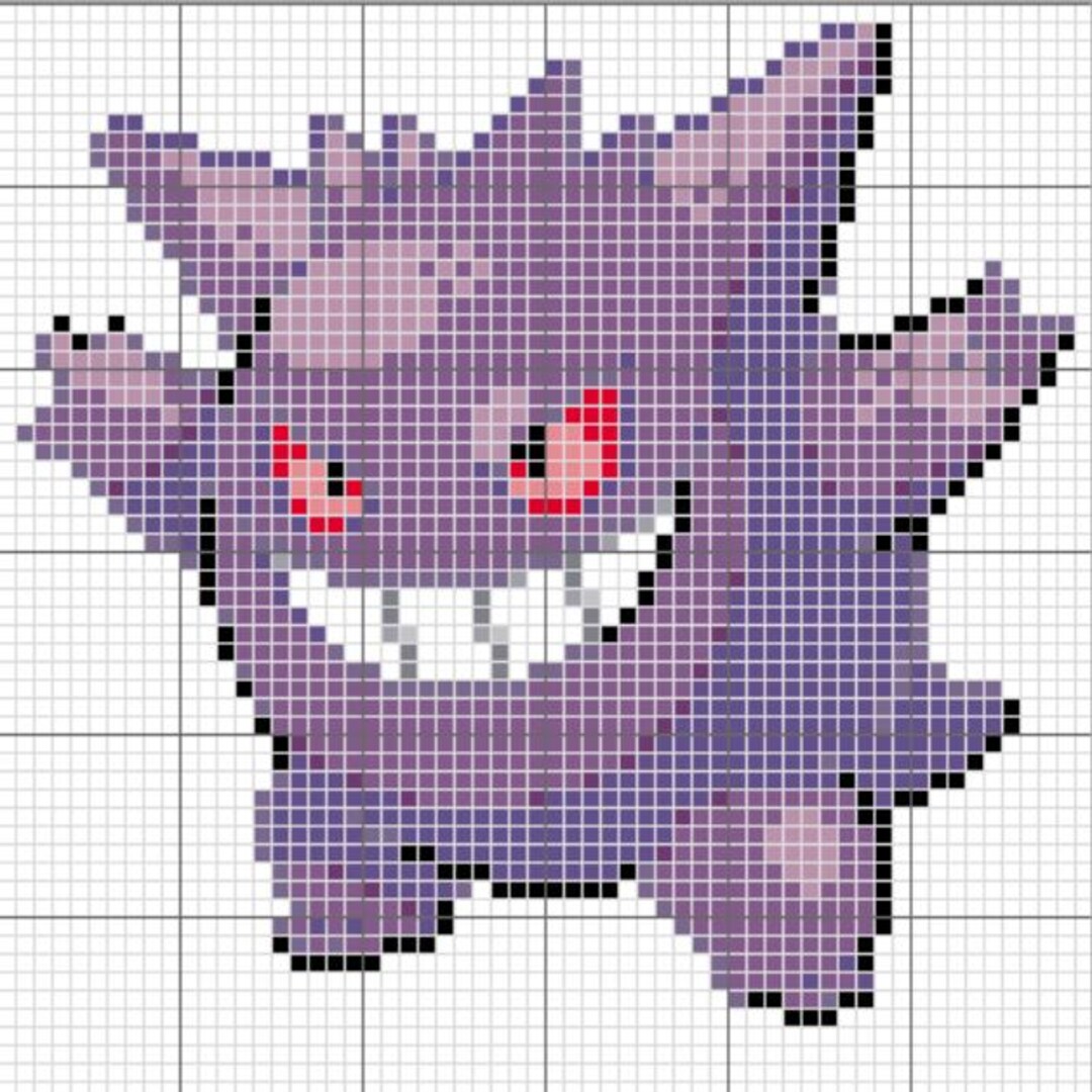 Gengar Pokémon Sprite Cross Stitch Pattern - Etsy