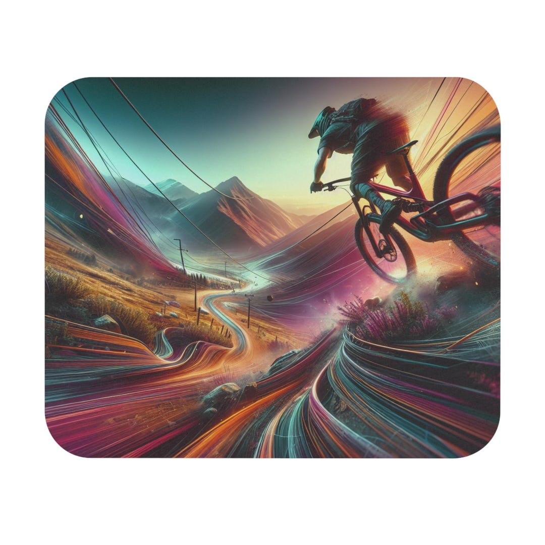 Mountain Bike Mouse Pad, Cycling Desk Mat, Outdoor Adventure Rectangle ...
